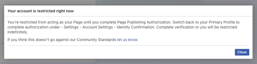 Facebook Page Publishing Authorization Verification and Identity ...